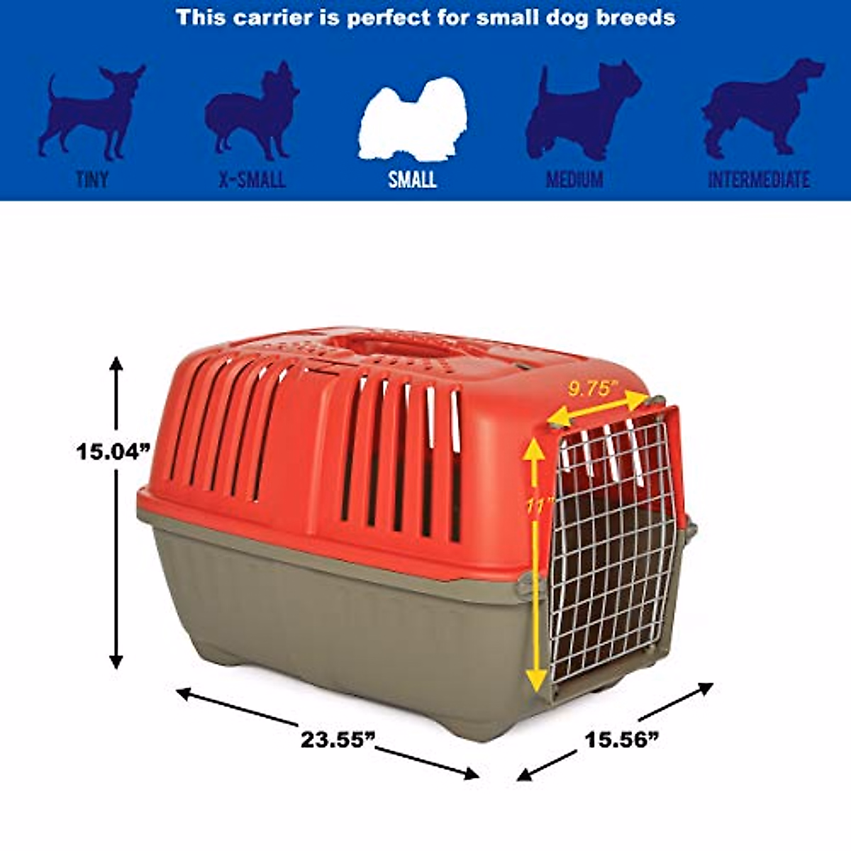 MidWest Homes for Pets Spree Travel Pet Carrier, Dog Carrier Features Easy Assembly and Not The Tedious Nut & Bolt Assembly of Competitors, Red, 24-Inch Small Dog Breeds (1424SPR)