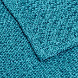 Amazon Basics Cotton Woven Throw Blanket - 90 x 90 Inches, Teal