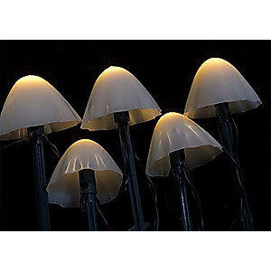Mushroom String Lights Solar 12FT 12 LEDs Pathway Lights Waterproof Mushroom LED Fairy Lights Outdoor Mini Ground Plug Light for Christmas Yard Patio Gazebo Garden Party Landscape Light, Warm White