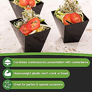 Restaurantware 2 Ounce Dessert Dishes 100 Disposable Mini Party Serving Cups - Durable Sustainable Black Plastic Girata Dishes Serve Drinks Desserts Or Samples For Weddings Or Catering