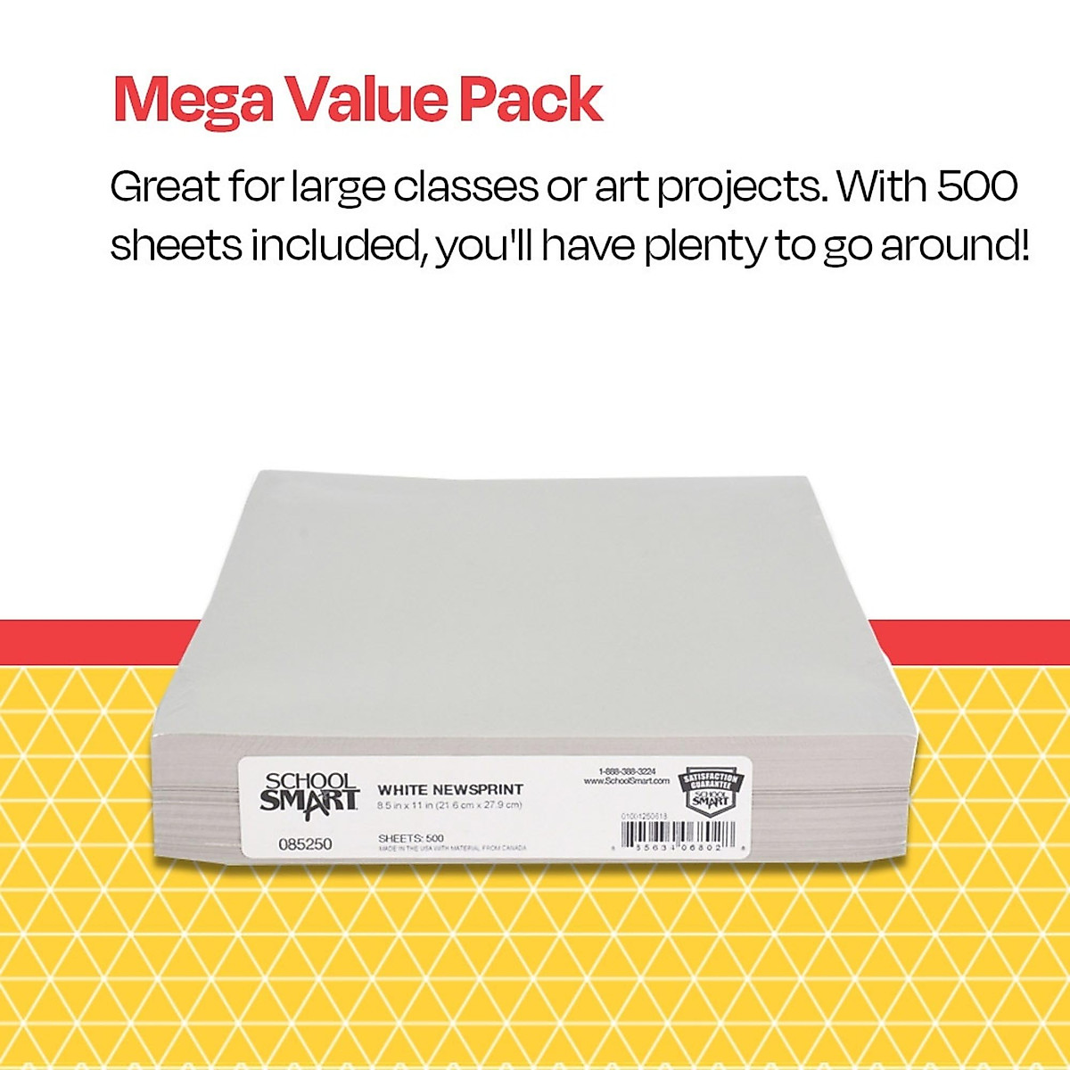 School Smart - 85250 Newsprint Drawing Paper, 30 lb, 8-1/2 x 11 Inches, 500 Sheets