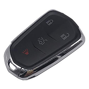 Smart Key Fob Case Shell Fit for 2015-2019 Cadillac Escalade CTS SRX XT5 ATS STS CT6 4 Buttons Keyless Entry Remote Control Car Key Fob Cover Casing Replacement (Black)