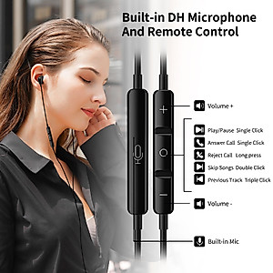 3.5mm Headphones Wired Earbuds with Microphone Hi-Fi Noise Canceling for Mac Mini Google Pixel 5A 4A 3A Moto G Power Pure Samsung S10 S9 S8+ A03s A52 A25 A15 A14 A13 OnePlus Nord N200 iPhone 6s, Black