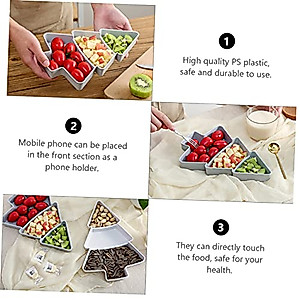 NOLITOY 4 Pcs Christmas Tree Afternoon Tea Dessert Plates Christmas Serving Tray Christmas Accessory Compartment Serving Plate Holiday Snack Sushi Plates Ceramics Cookie Plastic