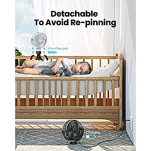 Gaiatop Mini Portable Stroller Fan, Battery Operated Small Clip on Fan, Detachable 3 Speed Rechargeable 360° Rotate Flexible Tripod Handheld Desk Cooling Fan for Car Seat Crib Treadmill Travel Black