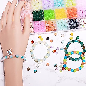 LFLIUN Acrylic Beads for Bracelet Making Kit, Imitation Gemstone Glass Beads Crystal Beads Jewelry Making Kit Beading Kit, Girls' Bracelet Necklace Jewelry Making Kit Birthday Gift