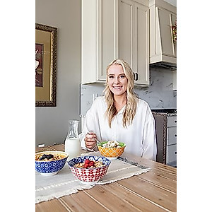 Annovero Cereal Bowls - Set of 6 Dinnerware for Ice Cream, Fruit, Ramen, Cereal, Soup, Colorful Stoneware Dishes for Kitchen, Microwave and Oven Safe, 6.25 Inch Diameter