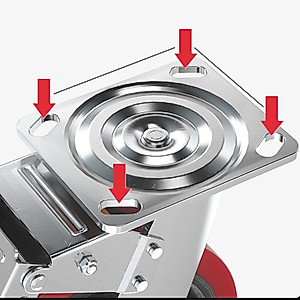 Castors Swivel Castor Wheels, Swivel Trolley Furniture Caster With Brakes,For Trolleys, Industrial Use And Moving Furniture, 360 Degree Swivel Castors,Brake Heavy Duty Caster Wheels, 4 Pieces Red cast