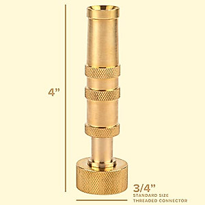 INNAV8 Solid Brass Hose Nozzle Heavy Duty - HIGH Pressure Hose Nozzle for Garden Hose - Easy Twist Water Hose Nozzle Sprayer - Brass Nozzle Sprayer for Car Wash - Brass Hose Spray Nozzle for Hose