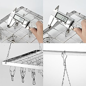 WudTus Clothes Drying Rack with Basket,18 Clips Stainless Steel Laundry Drying Rack Sock Hanger,Windproof Clothes Rack for Drying Socks,Bras,Shoes,Towel,Hat,Scarf
