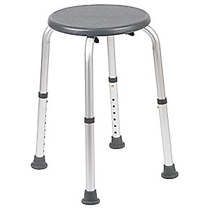 Flash Furniture HERCULES Series Tool-Free and Quick Assembly, 300 Lb. Capacity, Adjustable Gray Bath & Shower Stool