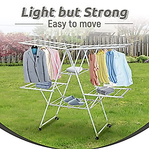 YUBELLES 61.81 * 22.84 * 51.18in Clothes Drying Rack, Gullwing Space-Saving Laundry Rack, Space Saving Laundry Drying Rack, Easy Storage Laundry Indoor and Outdoor Use