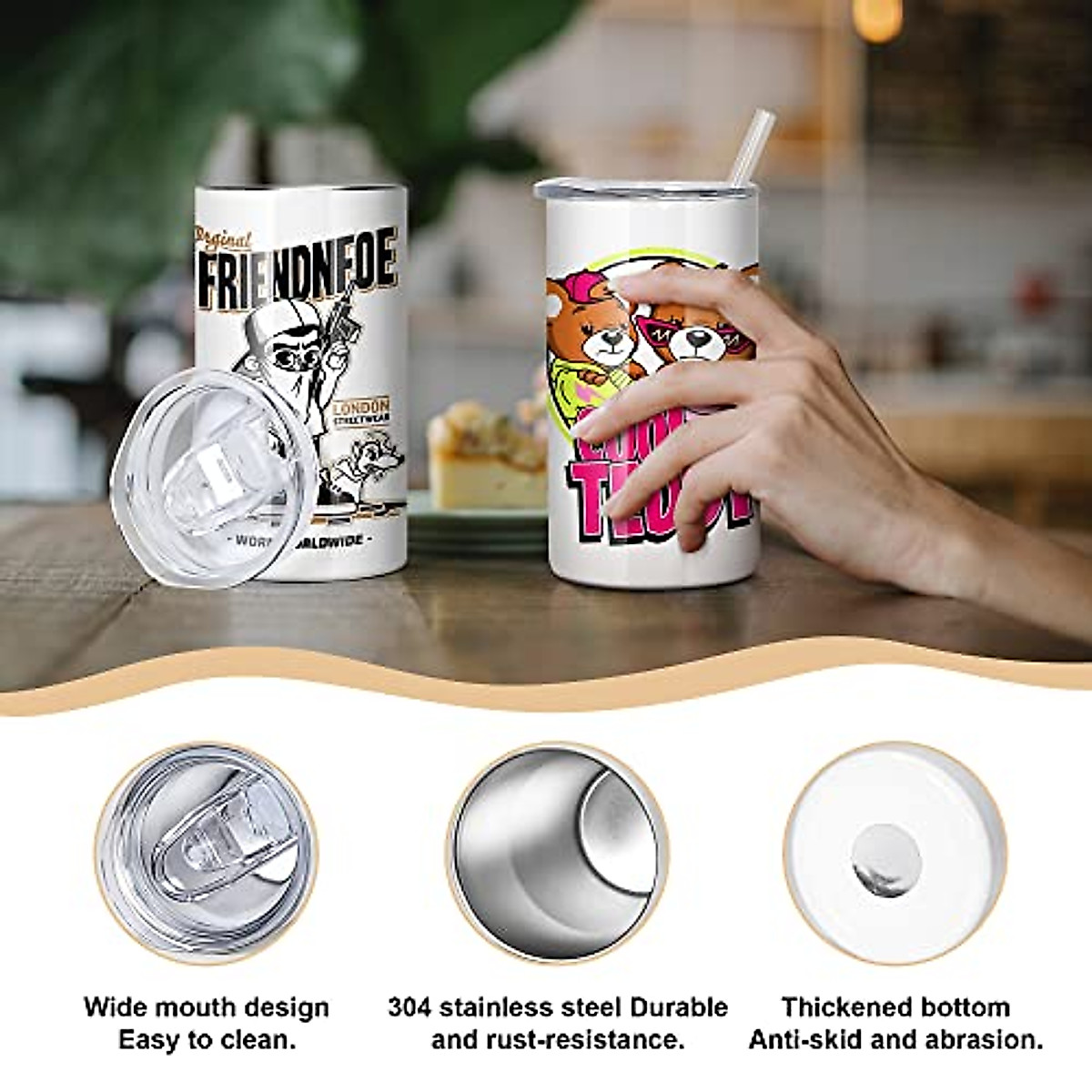 AGH 12OZ Sublimation Tumblers Blanks, 6 Pack Stainless Steel Straight Skinny Slim Tumblers with Lids and Straw, Double Wall Vacuum Insulated Cups Great DIY Gift for Children and Family.