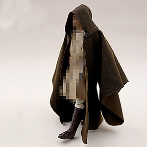 1:12 Scale Fabric Cape Robe with Hat for 6" 6 inches Body Doll Action Figure (no Figure) (Brown L Sleeve)