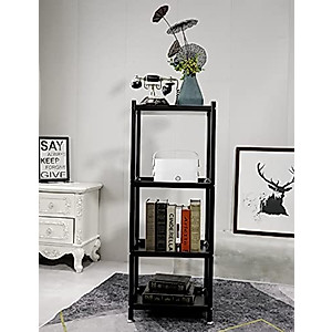 MAGCOLOR Metal Shelving Unit 4 Tier Baked Zinc Stainless Steel Storage Shelves Rack for Kitchen,Laundry Room, Garage or Office Shelving Heavy Duty, 43” H x17.3” W x 16.7” D Black (Unassembled)