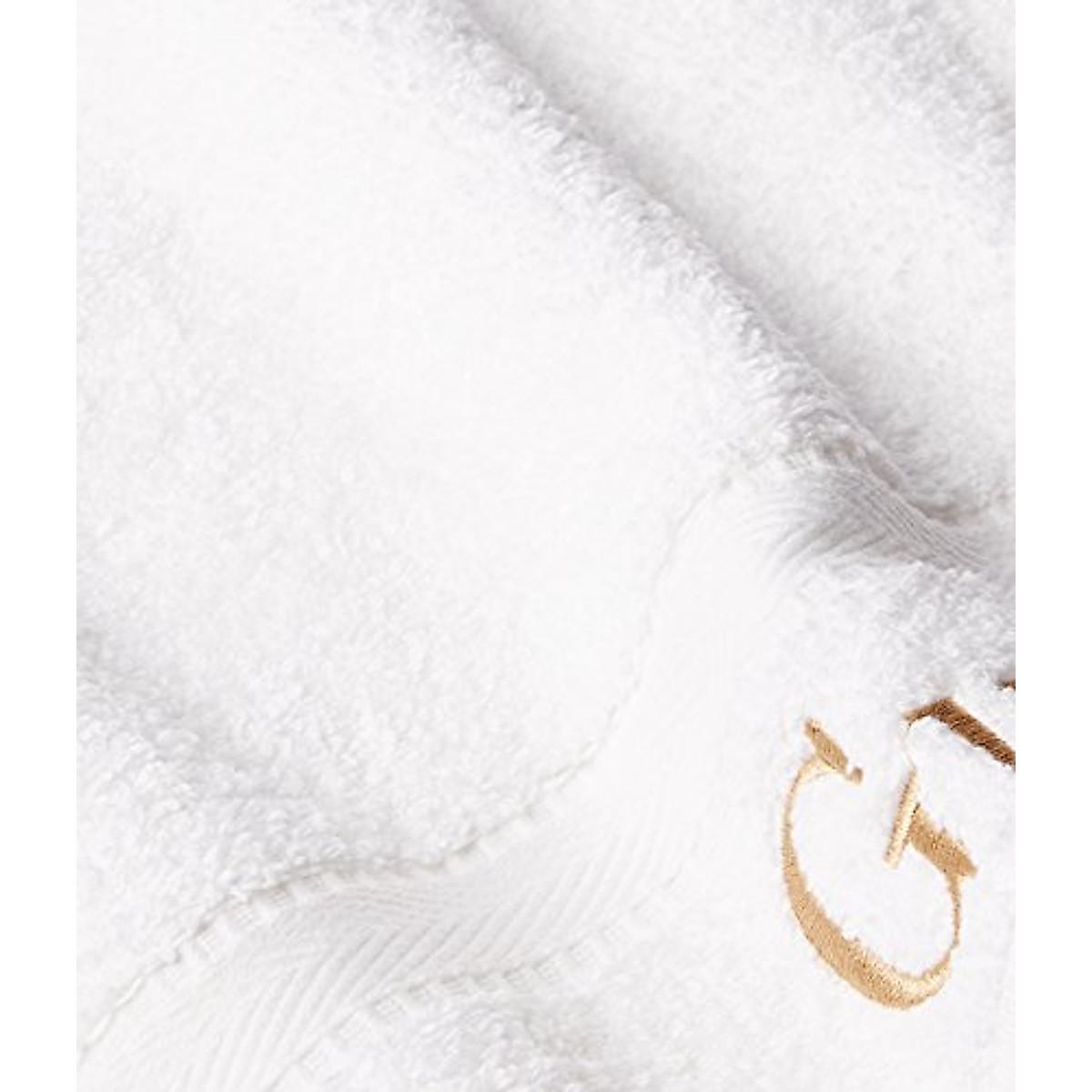 Linum Home Textiles Embroidered Guest Hand Towel, Set of 2,White/Gold