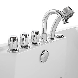 Empava 67" Freestanding Whirlpool Bathtub Oval with 8 Hydromassage Water Jets Luxury Acrylic Massage SPA Soaking Bath Tub in White Double Ended