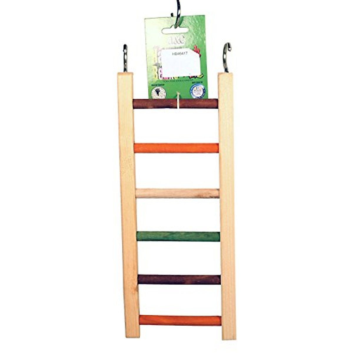 A&E CAGE COMPANY HB46417 Happy Beaks Wooden Hanging Ladder, 14 Inch, Multicolor