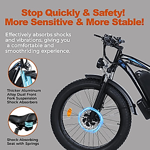 Electric Bike for Adults, LONG SENG 2000W Electric Bikes 26"*4.0''Fat Tire Electric Bicycle Dual Motor 30MPH Electric Mountain Bikes 48V/23Ah Battery Electric Bicycles Hydraulic Disc Brake Ebike Black