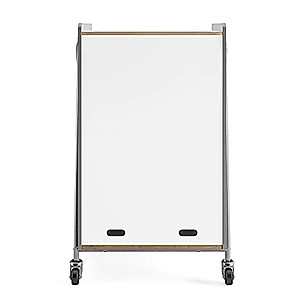 Safco Products 3934GRY Whiffle Typical 14, Double Column 12-Tote 4-Shelf Doored Rolling Storage Cart with Magnetic Dry-Erase Back, Gray, 48" H, Tall