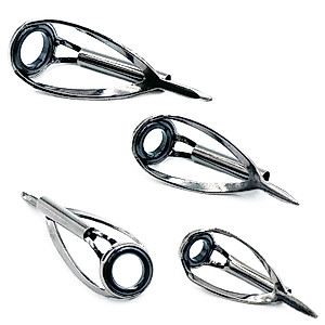 9KM DWLIFE Fishing Rod Tip Guide Repair Kit Pole Replacement Stainless Steel Ceramic Ring Saltwater Freshwater Mixed Size in a Box(40pcs)