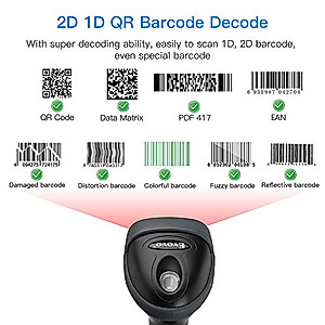 Eyoyo Handheld USB 2D Barcode Scanner, Wired Automatic QR Code Scanner PDF417 Data Matrix Bar Code Reader with Long USB Cable for Mobile Payment, Convenience Store, Supermarket, Warehouse