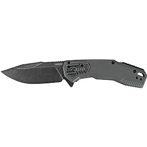 Kershaw Cannonball Pocket Knife, 3.5" D2 Carbon Steel Drop Point Blade, assisted opening with Flipper, Frame Lock, EDC