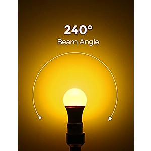LOHAS Yellow LED Bug Light Bulbs Outdoor, Dusk to Dawn Sensor Yellow Bug Light Bulb Outside, A19 Amber Porch Light Non-Attracting, 40W Equivalent 2000K E26 Auto On/Off, for Patio Deck Backyard, 4 Pack