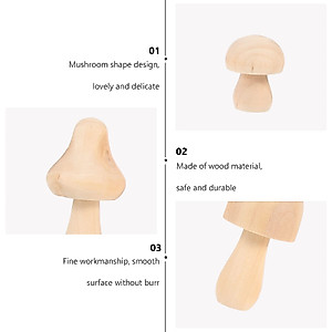 10pcs Woody White Embryo Mushroom Unfinished Mushroom Wood Mushrooms Mushroom Decor Wooden Painting Mushrooms Plain Mushroom Toy Miniature Painting Mushroom Things to Paint on