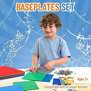 Strictly Briks 12 Pack Stackable Baseplates 10x10 - Building Brick Base Plates with 32 x 32 Studs, Mats, Bases, Boards, Sheets - Compatible with All Major Brands - Rainbow Colors