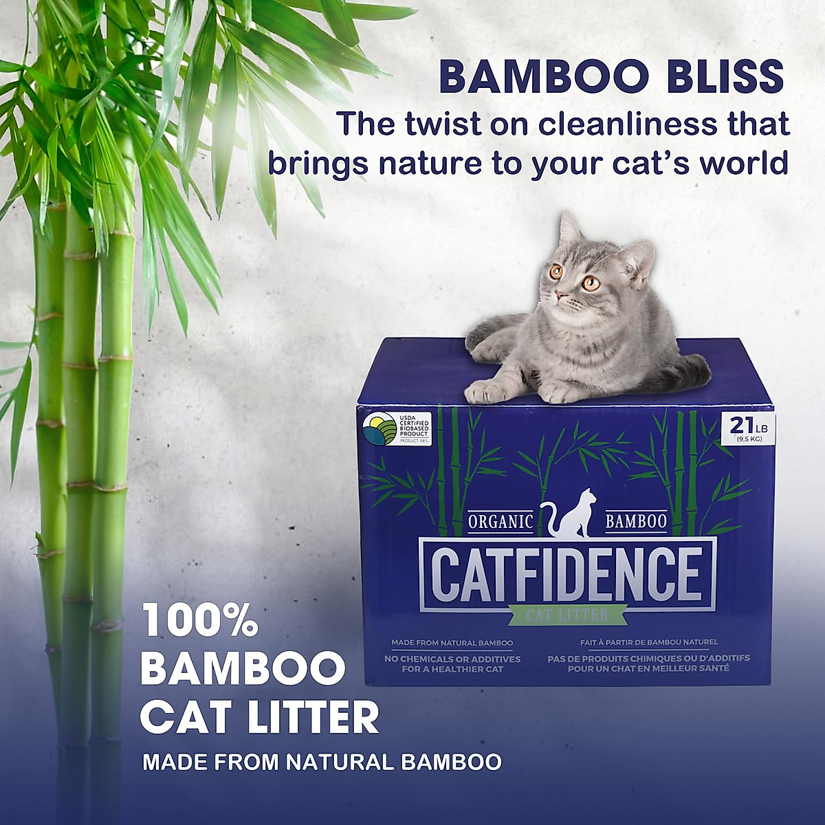 The Original Poop Bags® Cat Litter - Catfidence® Organic Bamboo Unscented, Dust Free Kitty Litter - Long Lasting Odor Control & Fast Drying Cat Litter for Multi-Cats - (21lb Cat Litter)