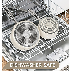 MICHELANGELO Sauce Pan Sets - Ceramic Sauce Pan with Lid, Nonstick Saucepan Set, 1Qt & 2Qt & 3 Qt Small Pots for Cooking, Non-Toxic Sauce Pot, White