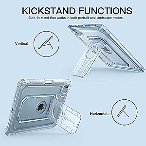 Cantis Clear Case for iPad Air 5th Generation/Air 4th Generation 10.9 Inch 2022/2020, Built-in Screen Protector & Pencil Holder Dual Layer Shockproof, Kickstand, Clear