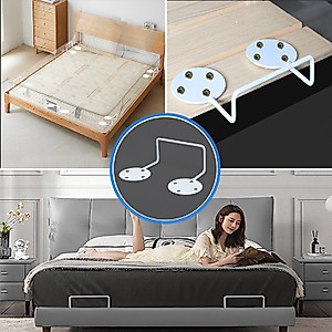 Non Slip Mattress Slide Stopper, Retainer Bar Anti-Slip Baffle Secure Grip Fits Most Wooden Bed Frames Easy Installation Metal Pad Gripper 6PCS White