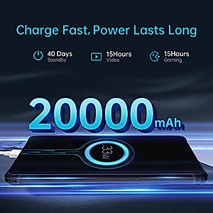OUKITEL 10in Tablet Android12 20000mAh RT2 Rugged Tablet 8GB+128GB 1TB Tablet, Waterproof Tablet 4G LTE Dual SIM+5G WiFi Smart Tablet 16MP+16MP Camera 33W Fast Charging/IP68/IP69K/OTG/T-Mobile
