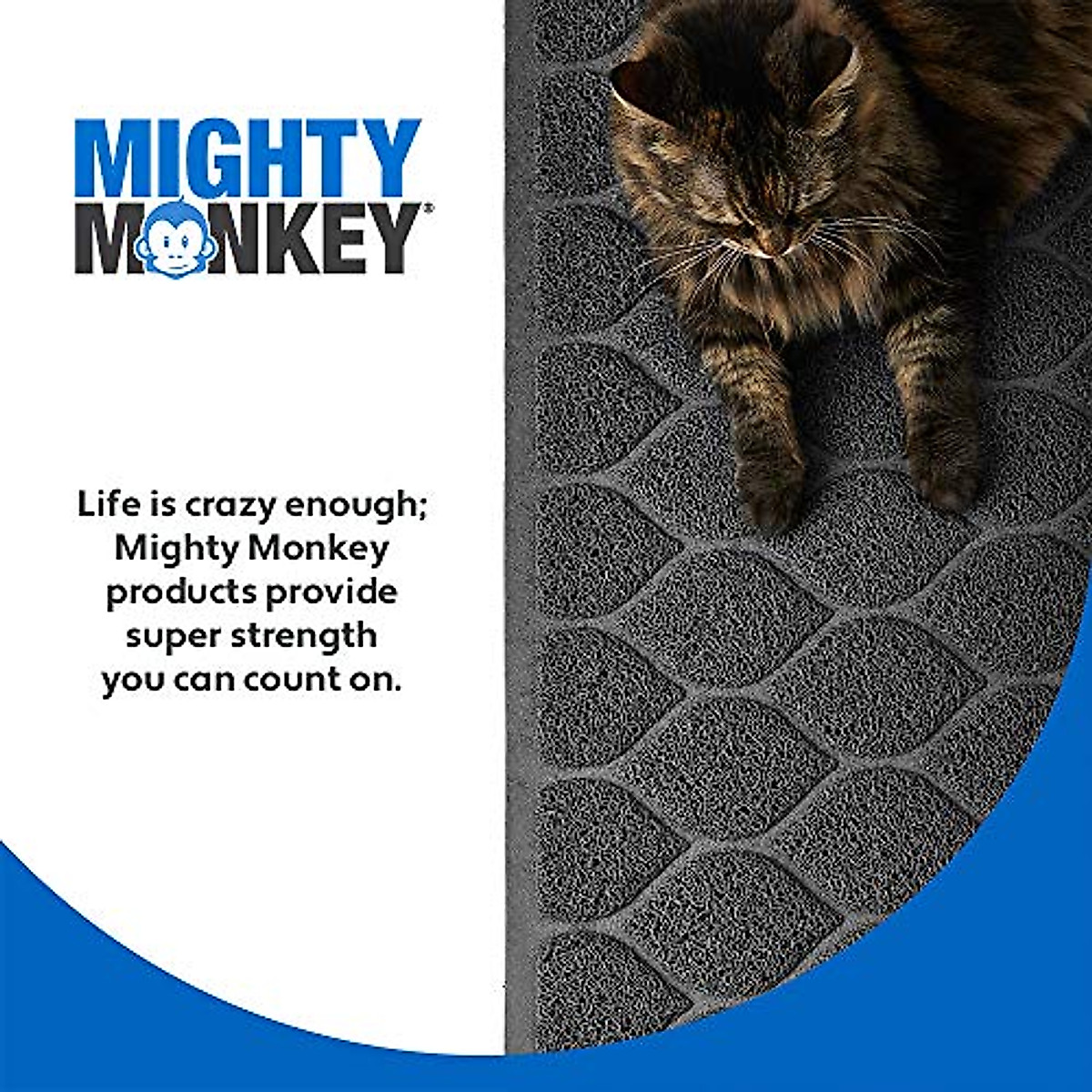 Mighty Monkey Durable Easy Clean Cat Litter Box Mat, Great Scatter Control Mats, Keep Floors Clean, Soft on Sensitive Kitty Paws, Cats Accessories, Large Size, Slip Resistant, 24x17, Graphite