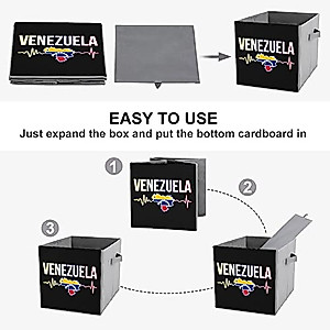 Venezuela Heart Beats Large Cubes Storage Bins Collapsible Canvas Storage Box Closet Organizers for Shelves