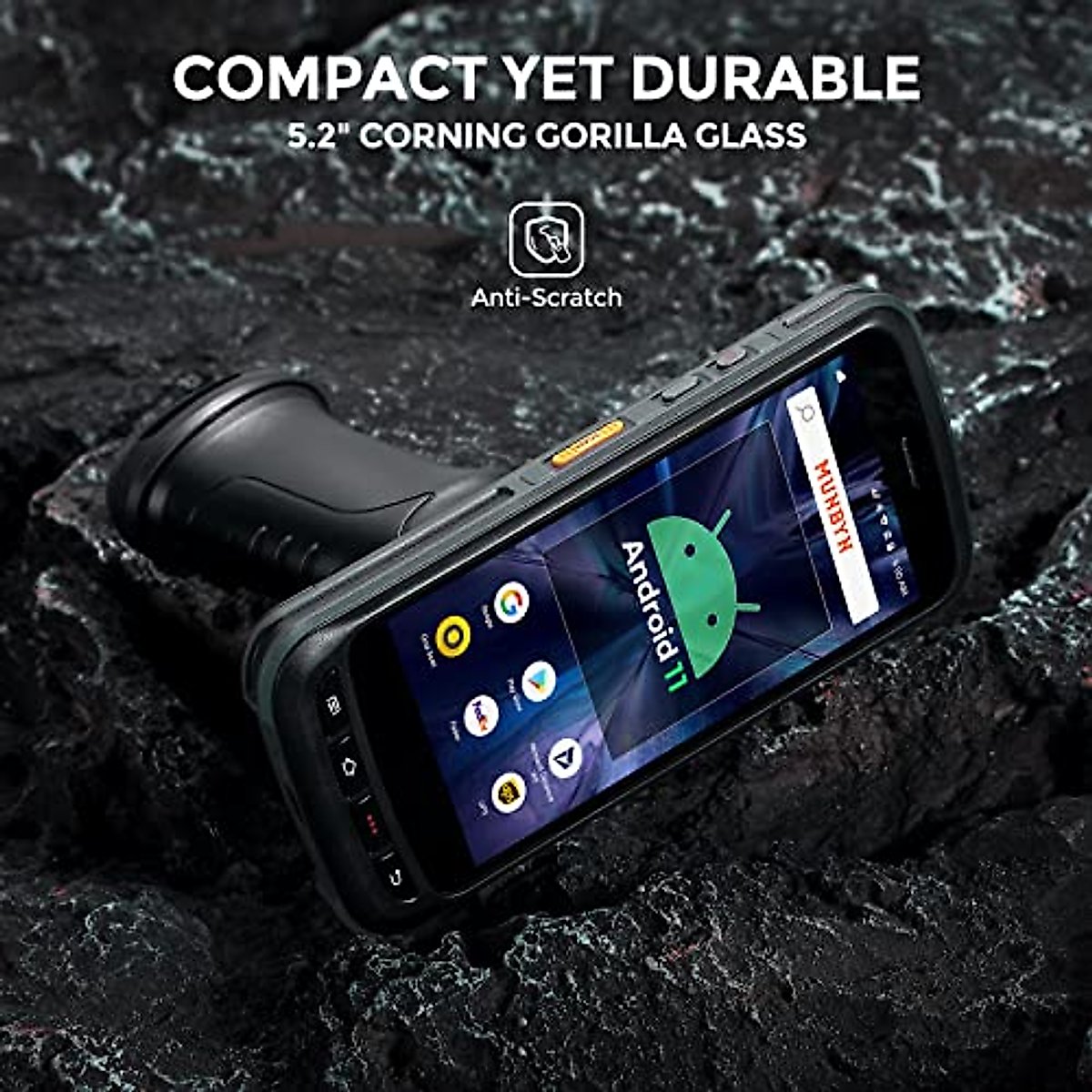 MUNBYN 2023 New Android Scanner Android 11 Barcode Scanner Handheld Mobile Computer 1D/2D QR PDF17 Zebra Scanner, IP65 8000mAh Pistol Grip Inventory Scanner, 5.2'' Screen 4G Wi-Fi GMS Data Collector