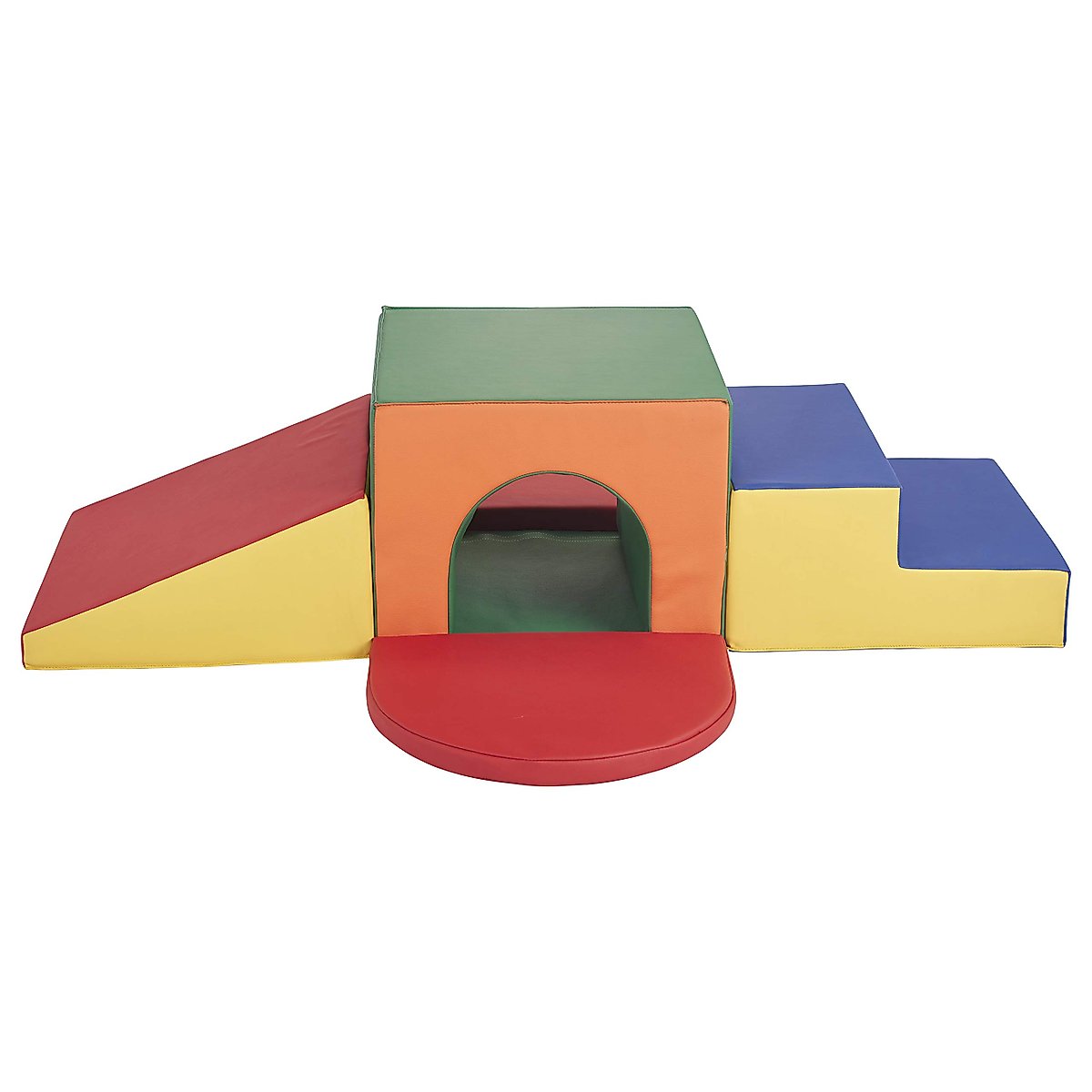 Factory Direct Partners 10408-AS SoftScape Single Tunnel Play Foam Climber Plus, Beginner Toddler Soft Structure for Active Playtime (5-Piece Set) - Assorted