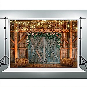 VIDMOT Rustic Barn Backdrop for Photography Wooden Barn Door Background 10x7ft Retro Cowboy Style Farm Theme Party Backdrop Party Cake Table Decor Backdrops Photo Studio Photography Props BJLSVV948