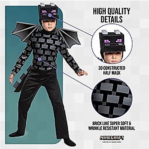 Disguise Minecraft Ender Dragon Costume for Kids, Video Game Inspired Character Outfit, Classic Child Size Medium (7-8) Black (105099K)