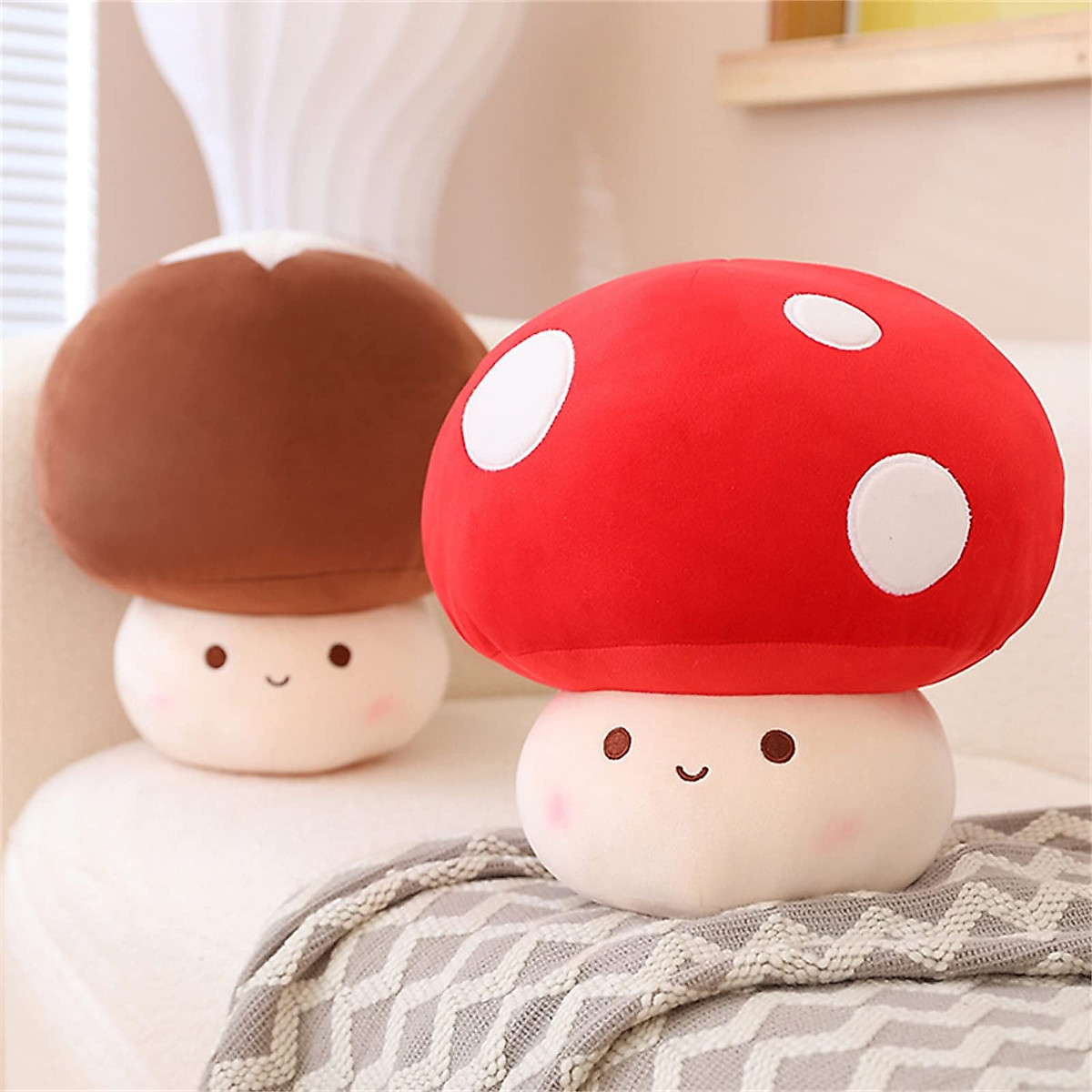 BULINGNA Cute Mushroom Plush Toy Cartoon Stuffed Animal Plushies Doll for Kids Adults Christmas/Birthday Gift for Boys Girls (9 inches, red)