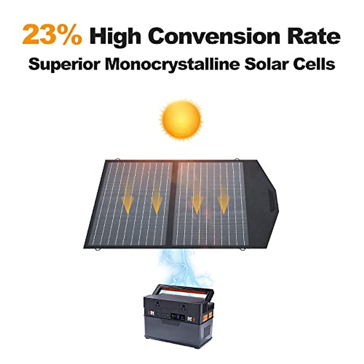 ALLPOWERS SP020 60W Foldable Solar Panel Charger, Monocrystalline Portable Solar Panel with 18V DC, USB, Parallel Ports for Jackery/Rockpals/BLUETTI Power Station Laptops Phones 12V Battery