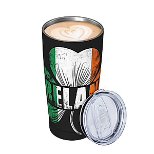 VKKOEWL Ireland Shamrock Flag Stainless Steel Insulated Tumbler 20 Oz Travel Water Bottle Coffee Mug Drink Cup With Lid Straw