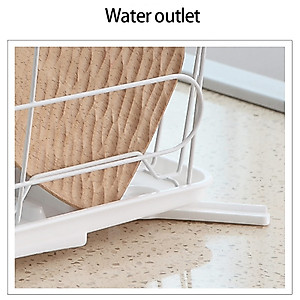 Dish Drying Rack with Swivel Spout, Dish Drainers with Drainboard for Kitchen Counter, Dish Strainer with Removable Utensil Holder, Stainless Steel Dish Drainer in Sink, White (White)