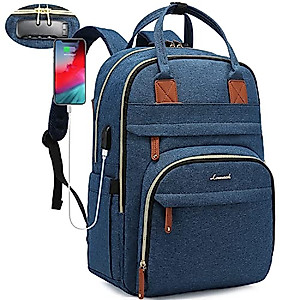 LOVEVOOK Laptop Backpack for Women & Men, Unisex Travel Anti-theft Work College Bag, Business Computer Backpacks Purse, Casual Hiking Daypack with Lock, Fits 15.6 Inch Laptop, Dark Blue