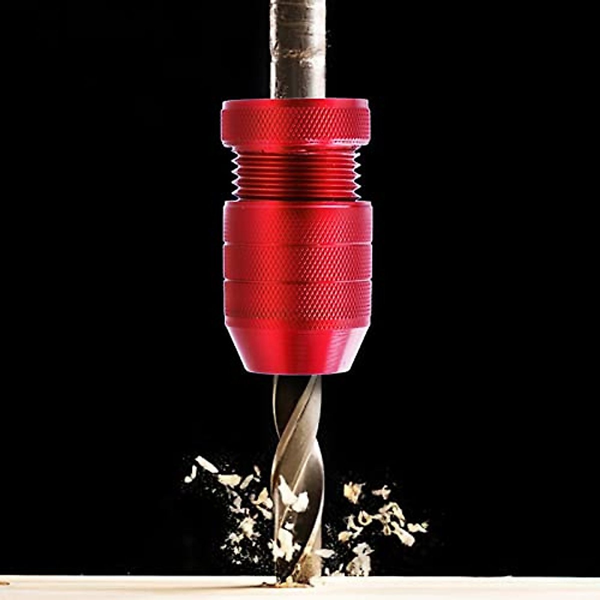 Drill Bit Depth Stop Collar, Adjustable Drill Stop Collar Aluminum Alloy Red Anti Slip Nylon Inner Ring Drill Stop Collar for Woodworking Tools and Hand Tools(6mm-11mm)