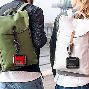 ACAGET for Airpods Case, Airpods 2nd Generation Case Cover with Keychain, Secure Lock Full Body Protective Rugged Shockproof Hard Shell Armor Case for AirPods 1 & 2 Supports Wireless Charge Black/Red