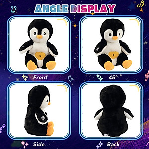 Cuteoy Plush Penguin Star Projector Musical Adjustable Singing Night Light Stuffed Animals Glowing Plushies Toy Gifts for Kids Birthday Easter Christmas,11''