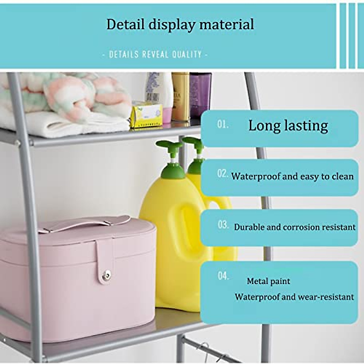 BKGDO Washer Storage Frames Floor Standing for Over Toilet,Wrought Iron Washinghine Rack,3-Tier Balcony Drum Washinghine Shelf,Bathroom Storage Unit,Practical Shelf Bathroom/White